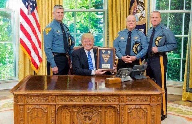 State Police Give President Trump Badge #45 - Law Officer State Police Give President Trump Badge #45 - Law Officer