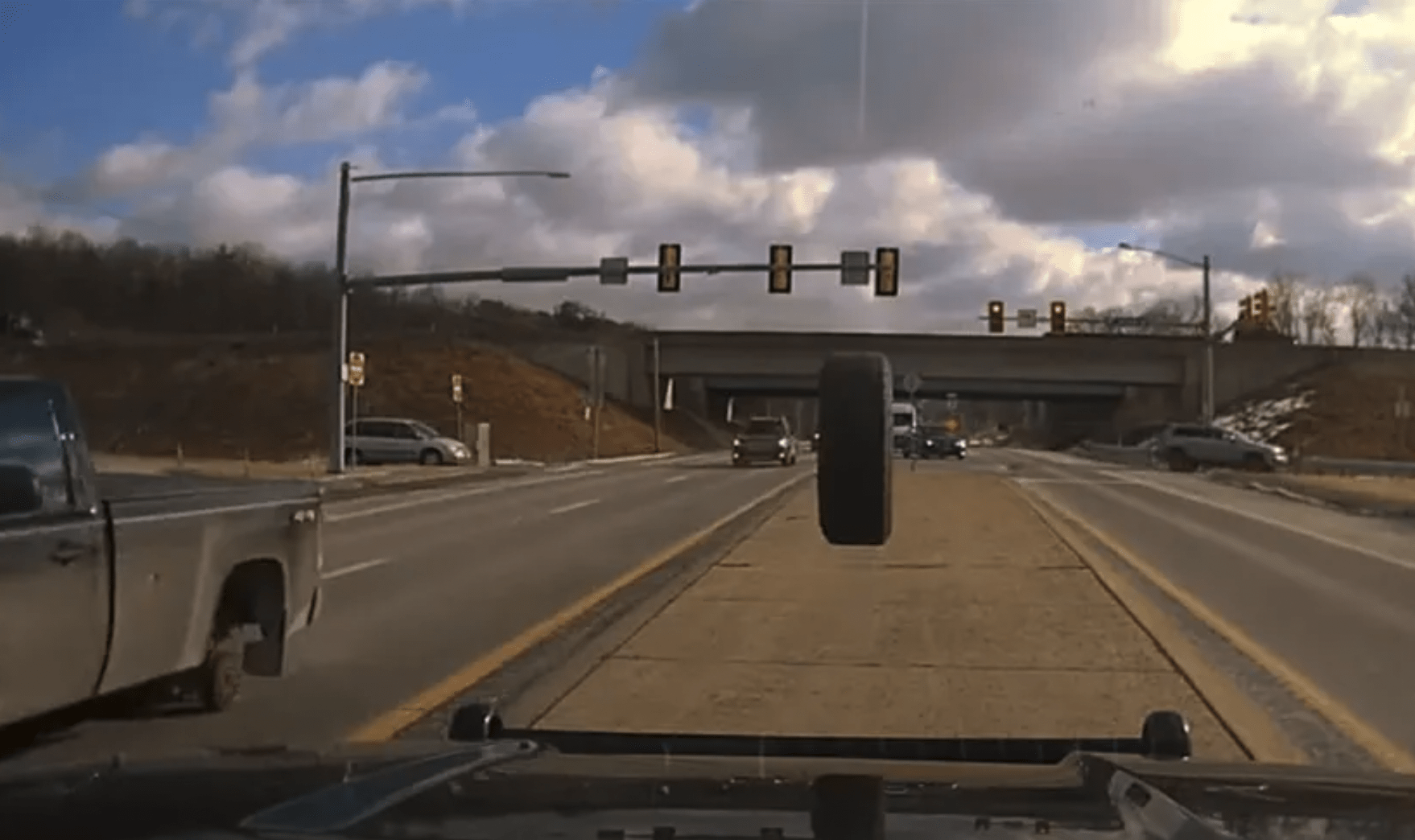 Runaway tire smashes into windshield of Pennsylvania police cruiser ...